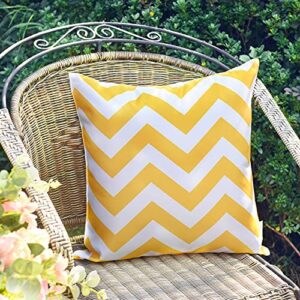 WESTERN HOME WH Pack of 2 Decorative Outdoor Waterproof Throw Pillow Covers Square Pillowcases Wave Pattern Cushion Covers Shell for Couch Patio Garden Tent Park Yellow 18 x 18 Inch