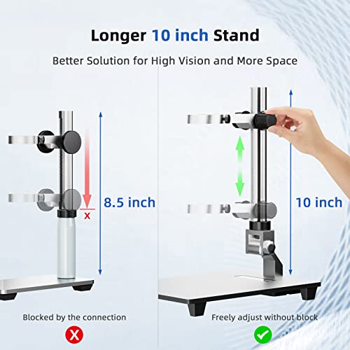 TOMLOV DM201 Max Digital Microscope, 25MP HDMI Microscope with 7 inch IPS Screen, Bottom Transmitted Light, Entire Coin Microscope,Soldering Microscope, 10" Stand, PC/TV Compatible, 32GB