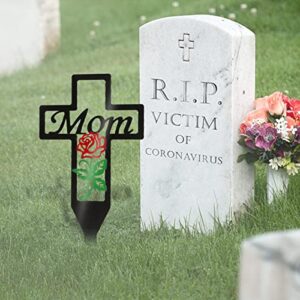 homight metal cross garden stakes cemetery ornament, mom’s graveyard memorial cross stakes, roses best cemetery ornaments for missing relatives thoughts and memorial gifts (mon 1 pcs)…