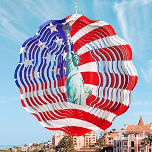 metal wind spinners outdoor large,usa statue of liberty craft spinner hanging decor,12in yard ornaments 3d kinetic spinner,patriotic american flag wind spinner gift,wind catchers & spinners garden art