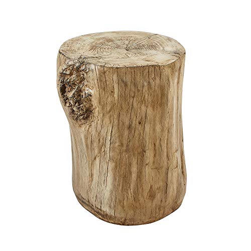 Ball & Cast Faux Wood Tree Stump Stool MgO Accent Side End Table Concrete Garden Stool, 16.94''H, Natural