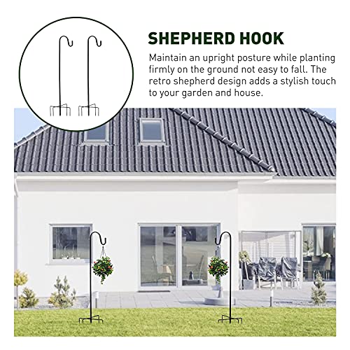 ZQK 48 Inch Shepherd Hook for Garden/Outdoor, Short Shepard Hook Heavy Duty for for Hummingbird Feeder Hanger Stand, Garden Lantern Pole (2 Packs)