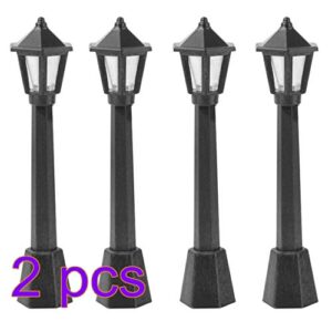 EXCEART 8Pcs Mini Street Post Lights Model Railway Train Lamp Post Lights Miniature Christmas Village Pathway Lantern Post for DIY Dollhouse Micro Landscape Fairy Garden Accessories