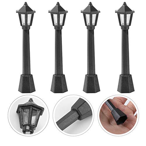 EXCEART 8Pcs Mini Street Post Lights Model Railway Train Lamp Post Lights Miniature Christmas Village Pathway Lantern Post for DIY Dollhouse Micro Landscape Fairy Garden Accessories