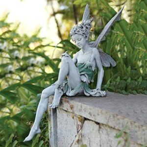 Anvirtue Sitting Fairy Statue Garden Angel Figurine Outdoor Decoration Waterproof Resin Garden Sculpture for Patio Yard Lawn Porch Art Ornament Housewarming Christmas Birthday Gift (White)