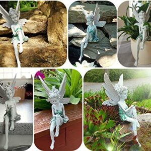 Anvirtue Sitting Fairy Statue Garden Angel Figurine Outdoor Decoration Waterproof Resin Garden Sculpture for Patio Yard Lawn Porch Art Ornament Housewarming Christmas Birthday Gift (White)