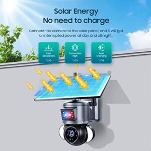 anicanon Solar Security Cameras Wireless Outdoor,Remote 2K WiFi 360° View Wireless Solar Powered Cameras for Home,PIR Motion Sensor Flood Light with Siren,Color Night Vision