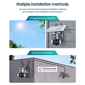 anicanon Solar Security Cameras Wireless Outdoor,Remote 2K WiFi 360° View Wireless Solar Powered Cameras for Home,PIR Motion Sensor Flood Light with Siren,Color Night Vision