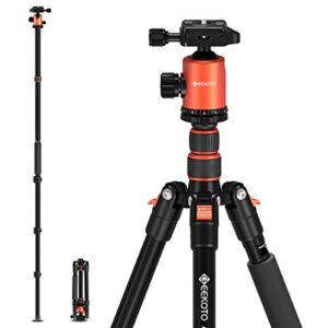 geekoto 77’’ tripod, camera tripod for dslr, compact aluminum tripod with 360 degree ball head and 8kgs load for travel and work