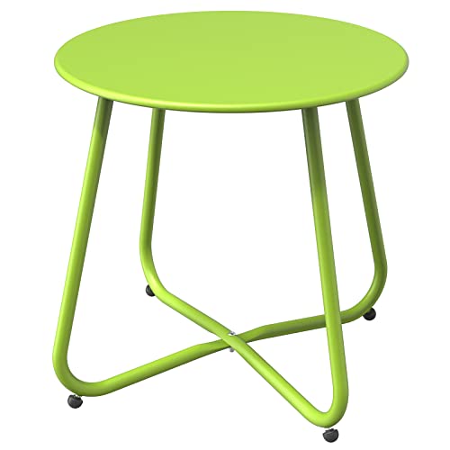 Grand patio Steel Patio Side Table, Weather Resistant Outdoor Round End Table, Lime Green