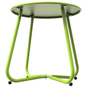 Grand patio Steel Patio Side Table, Weather Resistant Outdoor Round End Table, Lime Green