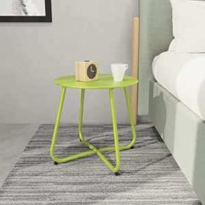 Grand patio Steel Patio Side Table, Weather Resistant Outdoor Round End Table, Lime Green