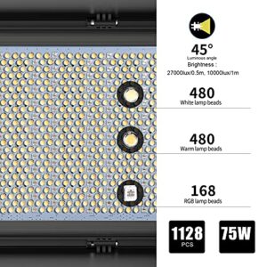 GVM 1500D RGB LED Video Light, 75W Video Lighting Kit with Bluetooth Control, 2 Packs Led Panel Light for Photography, YouTube Studio, Video Shooting, Conference, 1128 Led Beads