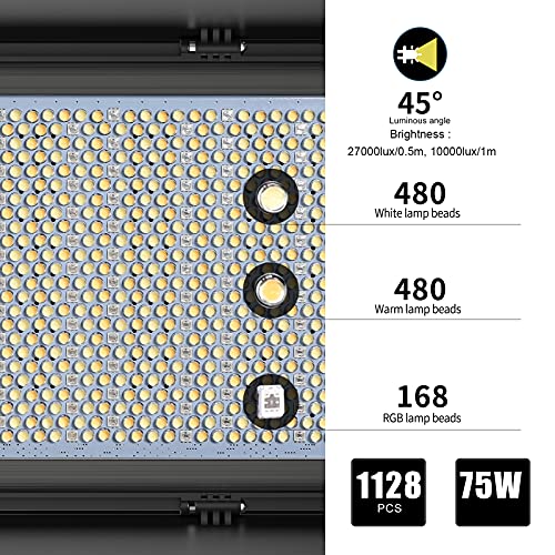 GVM 1500D RGB LED Video Light, 75W Video Lighting Kit with Bluetooth Control, 2 Packs Led Panel Light for Photography, YouTube Studio, Video Shooting, Conference, 1128 Led Beads