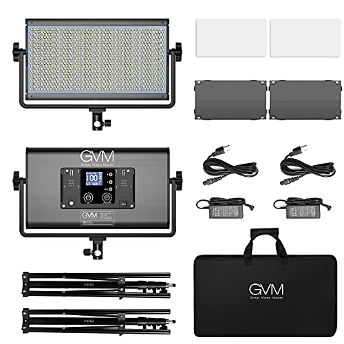 GVM 1500D RGB LED Video Light, 75W Video Lighting Kit with Bluetooth Control, 2 Packs Led Panel Light for Photography, YouTube Studio, Video Shooting, Conference, 1128 Led Beads