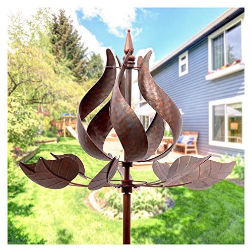 Winwindspinner, Tulip Wind Spinners Yard Garden - Kinetic Copper Wind Sculptures Spinners Garden Decor, Windmills Metal Decor for Yard Garden, Outdoor Metal Wind Spinner for Lawn Outside (73 Inch)