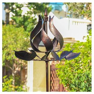 winwindspinner, tulip wind spinners yard garden – kinetic copper wind sculptures spinners garden decor, windmills metal decor for yard garden, outdoor metal wind spinner for lawn outside (73 inch)