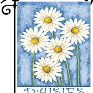 LAYOER home Garden Flag 12.5 x 18 inch Small White Daisies Flower Blue Spring Summer Double Sided Farmhouse Yard Outdoor Banner