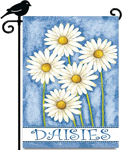 LAYOER home Garden Flag 12.5 x 18 inch Small White Daisies Flower Blue Spring Summer Double Sided Farmhouse Yard Outdoor Banner