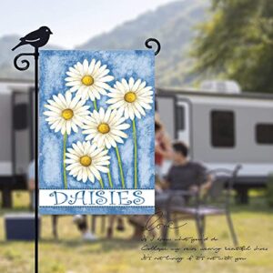 LAYOER home Garden Flag 12.5 x 18 inch Small White Daisies Flower Blue Spring Summer Double Sided Farmhouse Yard Outdoor Banner