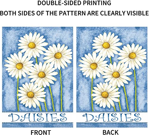 LAYOER home Garden Flag 12.5 x 18 inch Small White Daisies Flower Blue Spring Summer Double Sided Farmhouse Yard Outdoor Banner