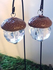 fairy garden acorn cap miniature lanterns. set of 2 hanging lanterns. dollhouse, terrarium décor.