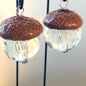 Fairy Garden Acorn Cap Miniature Lanterns. Set of 2 Hanging Lanterns. Dollhouse, Terrarium Décor.