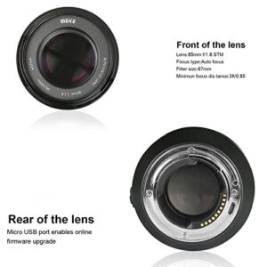 Meike 85mm F1.8 Full Frame AF STM(A Stepping Motor) Lens Large Aperture Auto Focus Medium Telephoto Fixed Prime Portrait Lens for Sony E Mount Mirrorless Cameras A9 A7III A7II A7 A7R3 A7R4