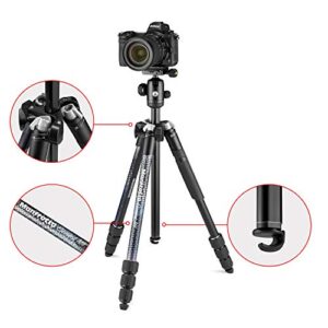 Manfrotto Element MII MKELMII4BK-BH, Lightweight Aluminium Travel Camera Tripod, with Carry Bag, Arca-Compatible Ball Head, 4-Section Legs, Twist Locks, Load up 8kg, for Mirrorless, DSLR