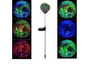 solar power colorful ball lights, mosaic 3.5″ glass ball multi-color color changing led light, garden stake yard led light