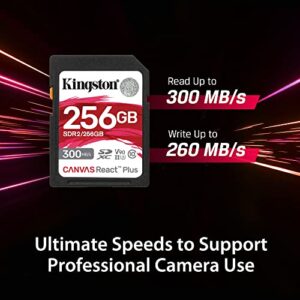 Kingston Canvas React Plus 128GB SD Card | SDXC UHS-II | 300R/260W U3 V90 | Full HD/4K/8K | SDR2/128GB