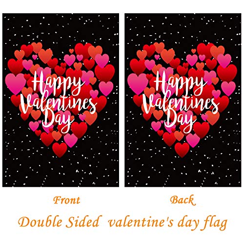 Akeydeco Valentine's Day Flag,28x40 Inch Valentine's Heart Garden Flag with Two Grommets Double Sided Printing 2 Layer Burlap Valentine Flags for Your Valentine's Day Decoration