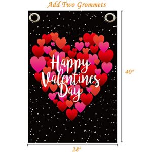 Akeydeco Valentine's Day Flag,28x40 Inch Valentine's Heart Garden Flag with Two Grommets Double Sided Printing 2 Layer Burlap Valentine Flags for Your Valentine's Day Decoration