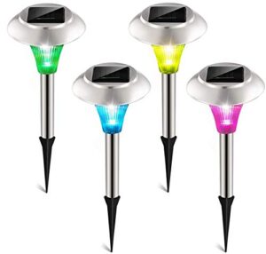 solar lights outdoor decorative, color changing solar lights for garden, kocaso solar landscape lights, decor for path, flower bed, yard, walkway (4 pack)