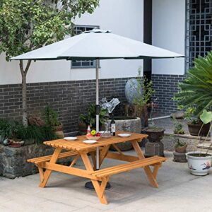 Gardenised, Stained A-Frame Outdoor Patio Deck Garden Picnic Table