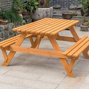 Gardenised, Stained A-Frame Outdoor Patio Deck Garden Picnic Table