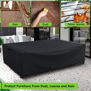 Patio Furniture Covers, 600D Heavy Duty Outdoor Furniture Cover Waterproof, Rectangle Outdoor Table and Chairs Cover, Outdoor Sectional Cover for Winter, 110" L x 84" W x 28" H