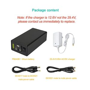 TalentCell 24V Lithium ion Battery PB240B1, Rechargeable 42980mAh 156Wh Li-ion Batteries Pack with DC 24V/12 Volt and 5V USB Output for LED Light Strip, CCTV Camera, Smartphone and More