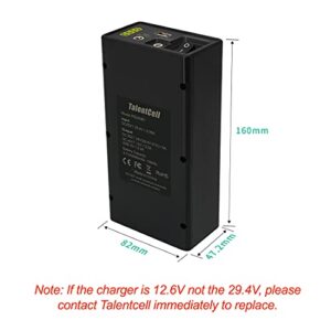 TalentCell 24V Lithium ion Battery PB240B1, Rechargeable 42980mAh 156Wh Li-ion Batteries Pack with DC 24V/12 Volt and 5V USB Output for LED Light Strip, CCTV Camera, Smartphone and More