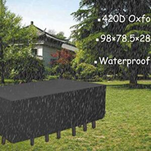 CHENHAO Patio Furniture Covers Waterproof Outdoor Table Cover Uv-Resistant for Rectangular Table and Chairs Set Black