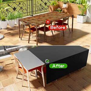 CHENHAO Patio Furniture Covers Waterproof Outdoor Table Cover Uv-Resistant for Rectangular Table and Chairs Set Black