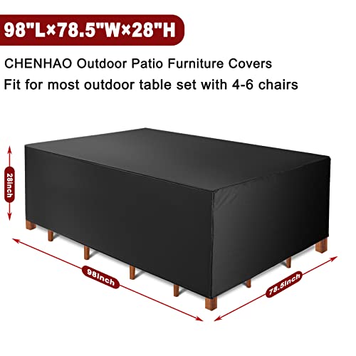 CHENHAO Patio Furniture Covers Waterproof Outdoor Table Cover Uv-Resistant for Rectangular Table and Chairs Set Black