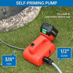 ATMOREA Cordless Water Transfer Pump 20V 158GPH Portable Electric Utility Pump with Water Hose Kit for Garden, Hot Tub, Tank, Aquariums, Inflatable Pool, etc