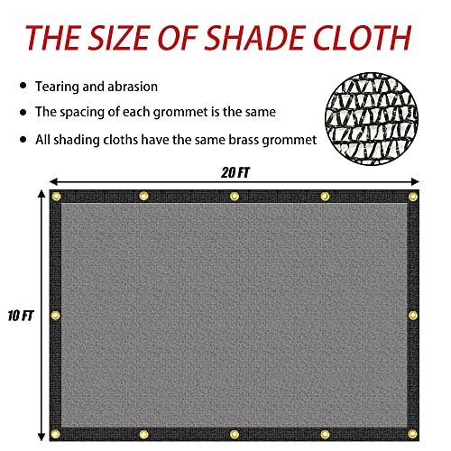 Dafoecheer 40% 10ftx20ft Black Shade Cloth Taped Edge with Grommets Sunblock Garden Mesh UV Resistant Net for Outdoor Plant Greenhouse Flowers