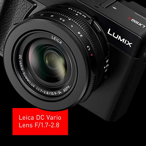 Panasonic Lumix LX100 II Large Four Thirds 21.7 MP Multi Aspect Sensor 24-75mm Leica DC VARIO-SUMMILUX F1.7-2.8 Lens Wi-Fi and Bluetooth Camera with 3" LCD, Black (DC-LX100M2)