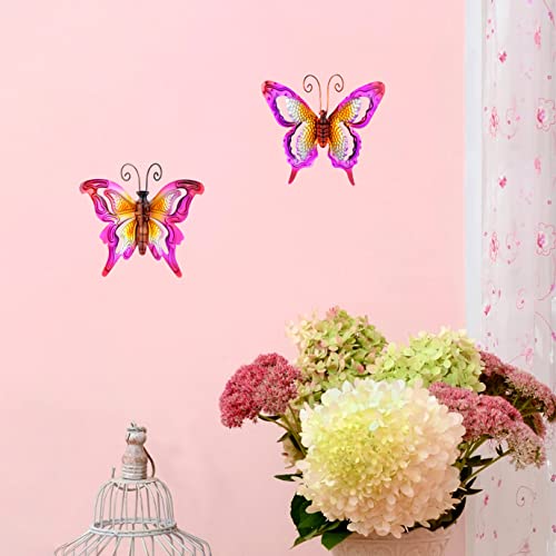 Metal Butterfly Wall Decor, Set of 6 Inspirational Wall Art, Indoor Outdoor Hanging Ornaments for Garden Yard Fence Bathroom Bedroom (6.5" Length)