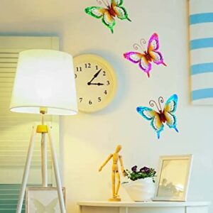 Metal Butterfly Wall Decor, Set of 6 Inspirational Wall Art, Indoor Outdoor Hanging Ornaments for Garden Yard Fence Bathroom Bedroom (6.5" Length)