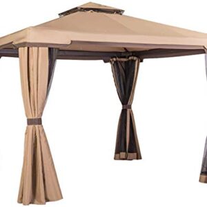 Patiomore Outdoor Garden Gazebo 10 x 10 FT Patios All-Season Permanent Gazebo with Vented Soft Canopy and Mosquito Netting