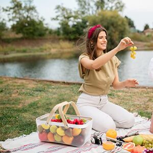 ZEAYEA Mesh Storage Basket with Handle, Garden Harvest Basket, Mesh Fruit Basket Bin for Gathering Vegetables, Multi-Functional Metal Wire Basket for Kitchen Garden Picnic Cabinet, White