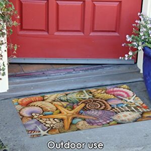 Toland Home Garden 800033 Shells of The Sea Summer Door Mat 18x30 Inch Beach Outdoor Doormat for Entryway Indoor Entrance